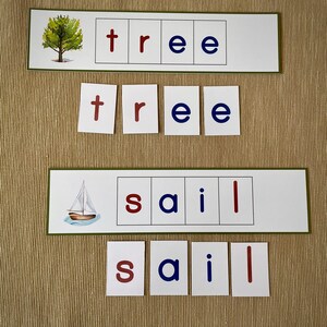 Montessori Moveable Alphabet Printable Vowel Digraph Cards for Letter ...