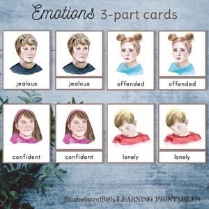 Emotions 3-part Cards. Montessori Printable Feelings Vocabulary ...