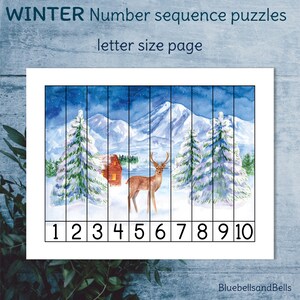 Number Sequence Puzzles Printable. Montessori Winter Preschool Activity ...