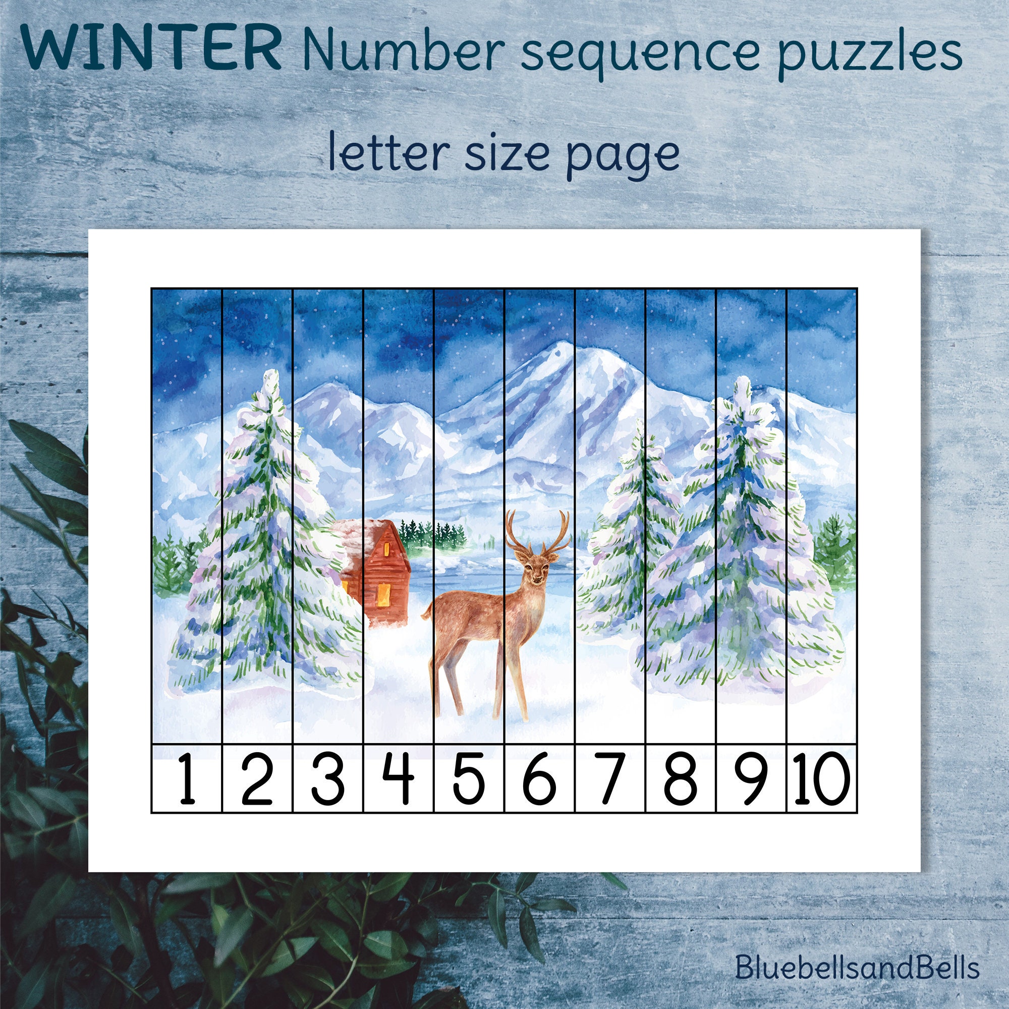 Number Sequence Puzzles Printable. Montessori Winter Preschool - Etsy