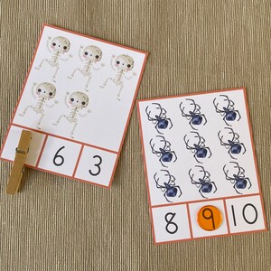 Halloween Printable Count and Clip Cards 1-10. Preschool Montessori ...