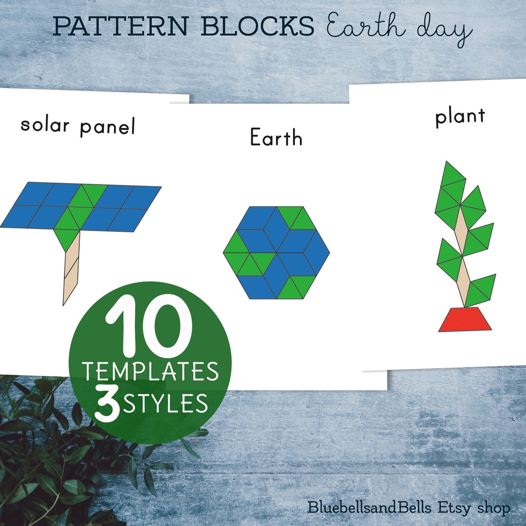Earth Day Pattern Blocks Templates. Spring Printable for Kindergarten ...