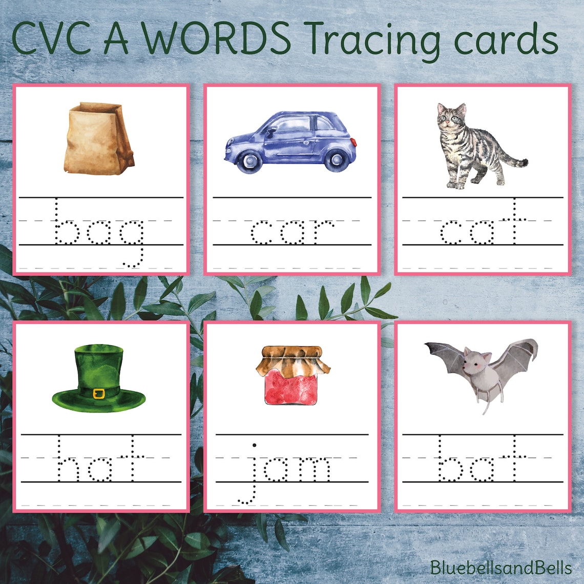 CVC Word Tracing Cards. Montessori Handwriting Practice | Etsy