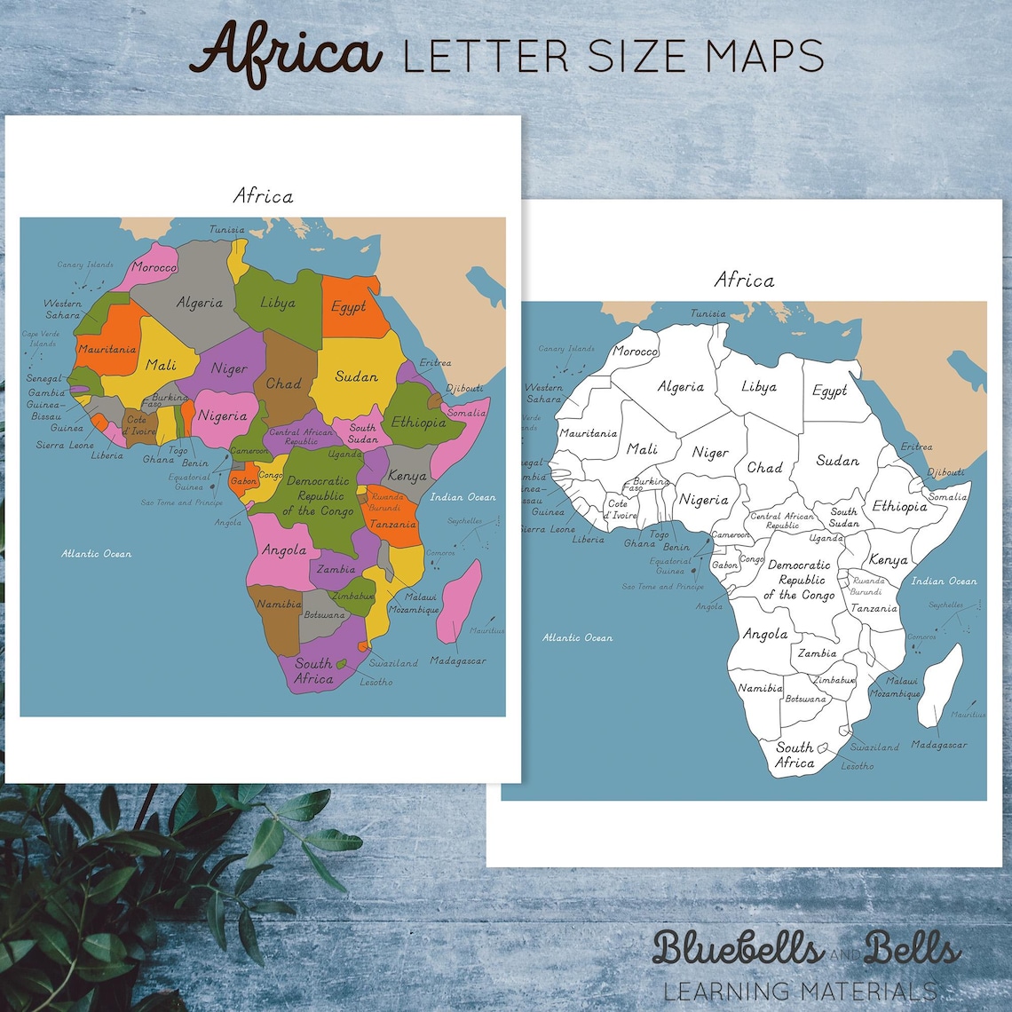 Africa Maps and Cards. Montessori Continent Study Printable. - Etsy