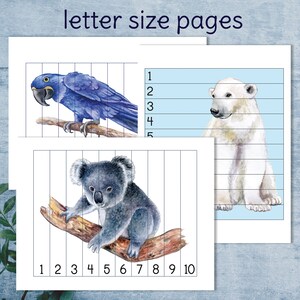 Animal Puzzles 1-10 Number Sequence. Kids Printable Counting Game. - Etsy