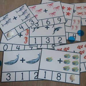 Ocean Addition Clip Cards. Montessori Math Printable. Preschool and ...