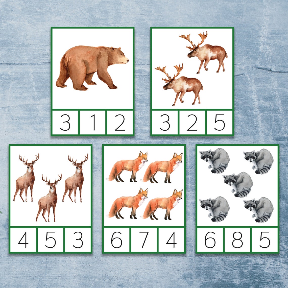 Woodland Animals Count and Clip Cards 1-10. Montessori Printable. - Etsy