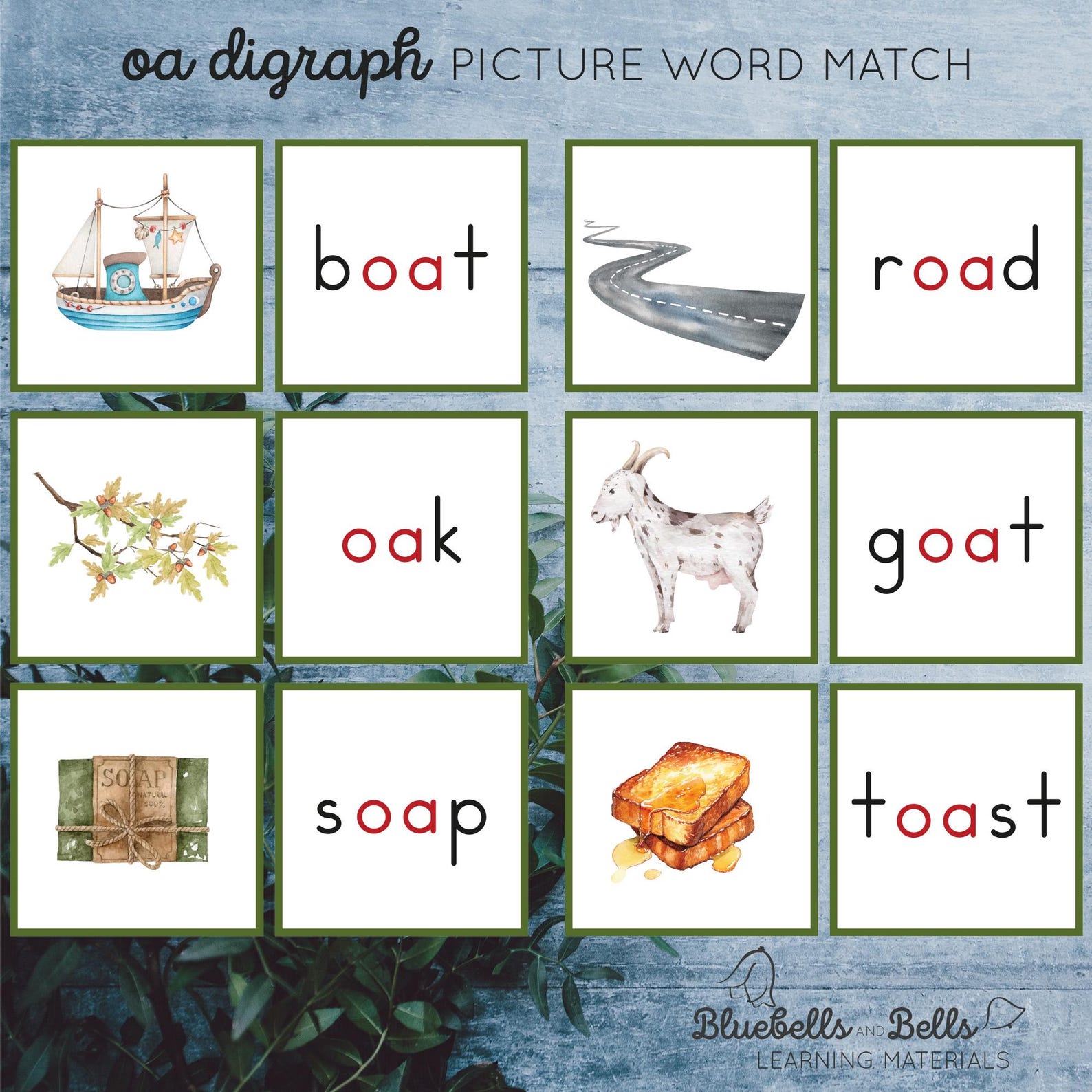 Montessori Printable Digraph Cards for Matching Activity. - Etsy