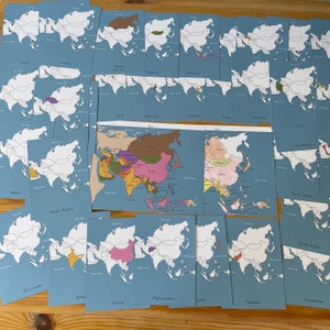 Asia Montessori Maps and Country Cards. Continent Study Printable. - Etsy