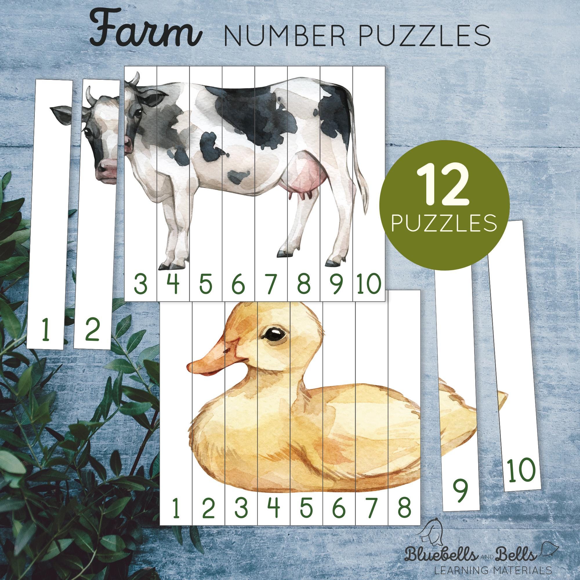 Farm Animal Number Sequence Puzzles 1-10. Preschool Math Printable ...
