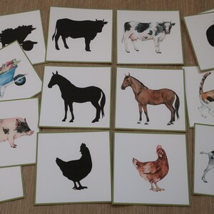 Farm Animal Shadow Matching Cards. Toddler Montessori Printable. - Etsy