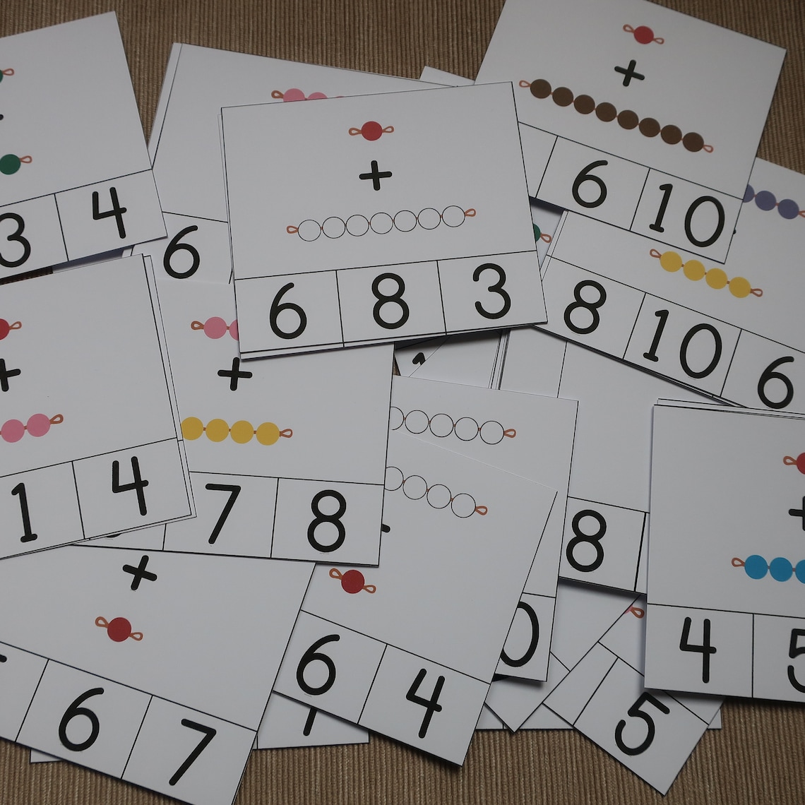 Montessori Addition Colored Beads Clip Cards. Montessori | Etsy