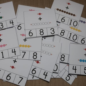 Montessori Addition Colored Beads Clip Cards. Montessori | Etsy