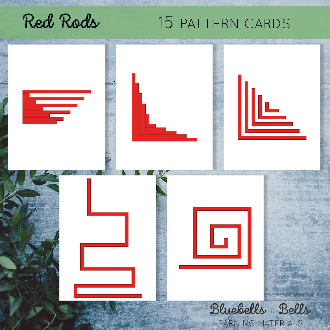 Montessori Red Rods Pattern Cards. Sensorial Extension Printable ...