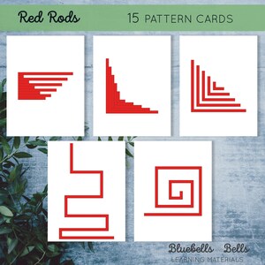 Montessori Red Rods Pattern Cards. Sensorial Extension Printable ...