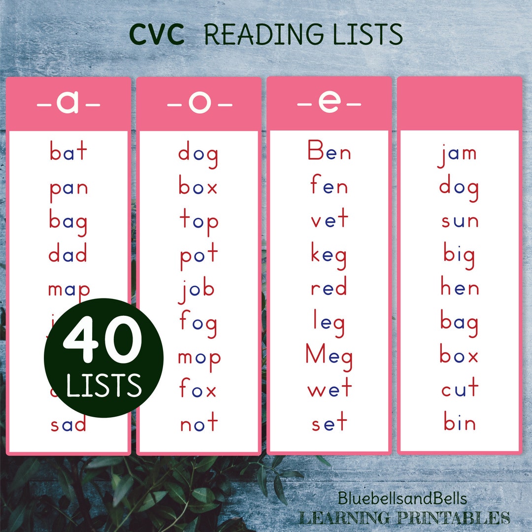 Montessori Reading CVC Word Lists. - Etsy UK