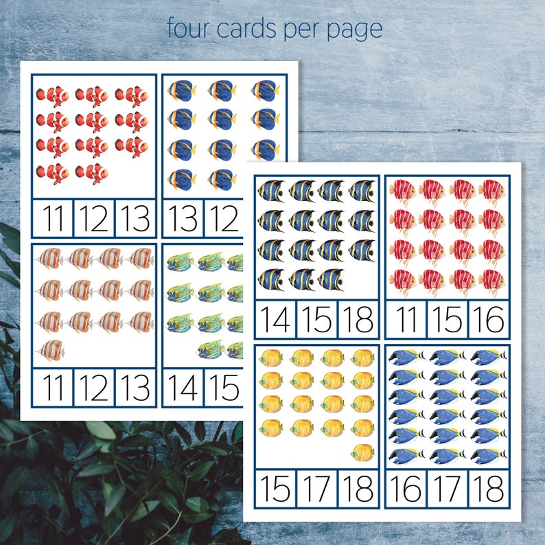 Ocean Count and Clip Cards 11-20. Preschool Math Printable. - Etsy