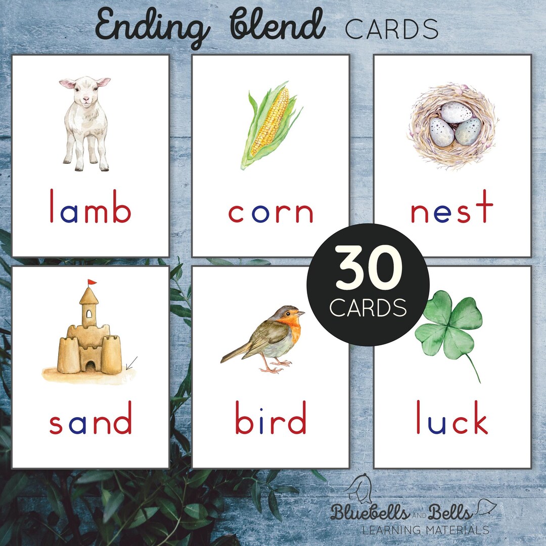 Blends Cards. CVCC Words Printable. - Etsy