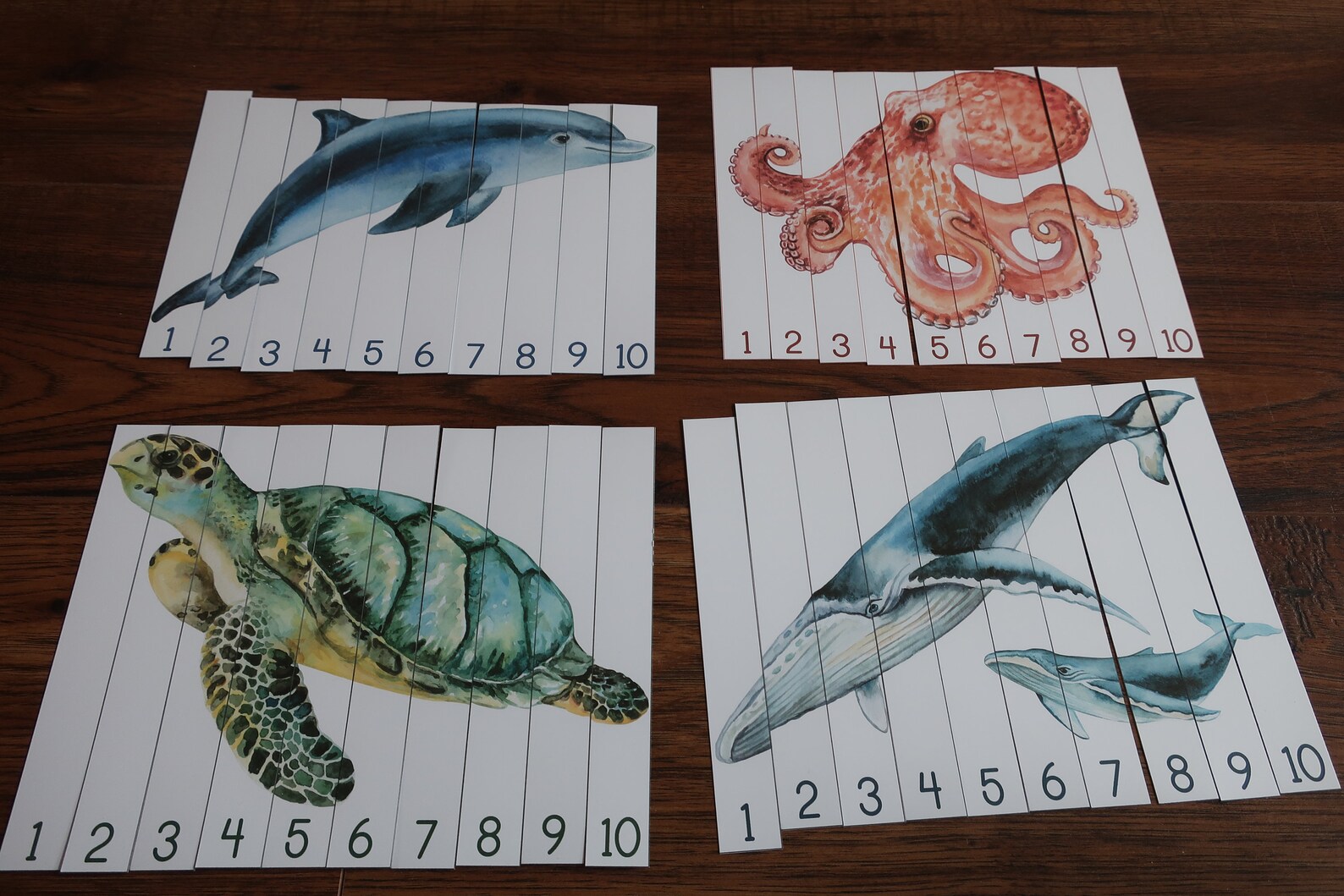 Ocean Animal Preschool Printable Number Sequence Puzzle 1-10. | Etsy