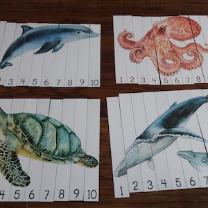 Ocean Animal Preschool Printable Number Sequence Puzzle 1-10 ...