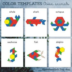 Ocean Animals Pattern Blocks Templates. Preschool and Kindergarten ...