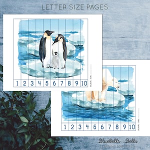 Polar Bear and Penguins Number Sequence 1-10 Puzzles. Montessori Winter ...