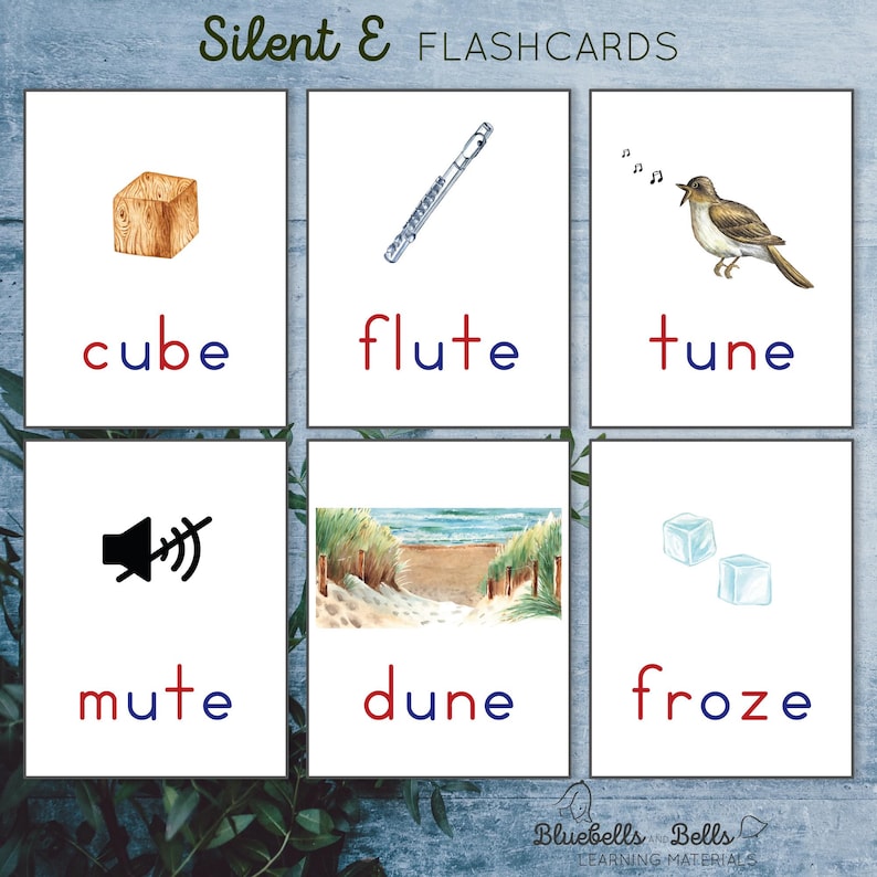 Montessori Silent E Flashcards. Learning to Read Printable. - Etsy