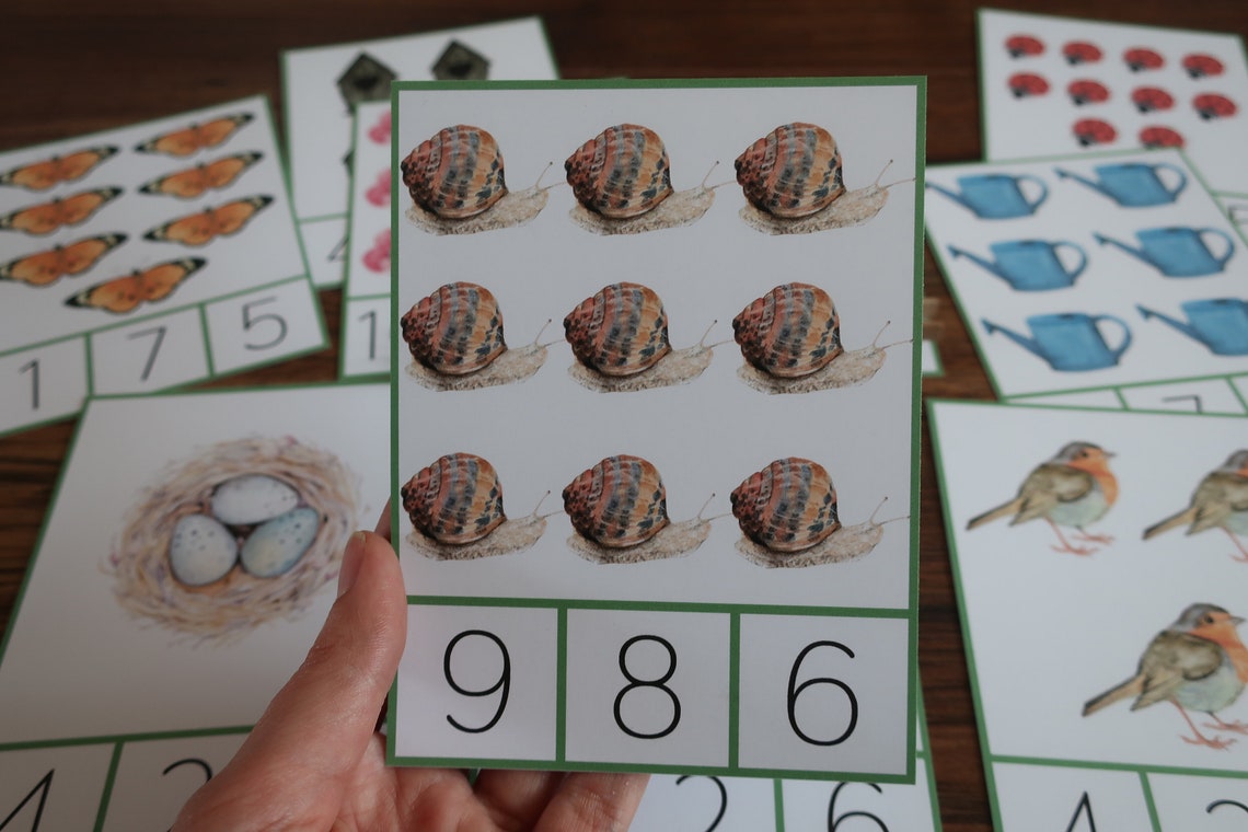 Spring Count and Clip Cards 1-10. Montessori Preschool Math - Etsy