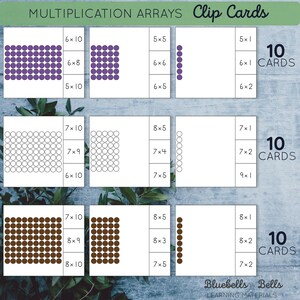 Montessori Bead Bar Multiplication Clip Cards Arrays. Kindergarten and ...