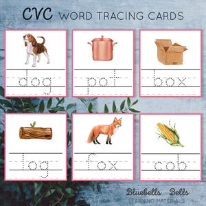 CVC Word Tracing Cards. Montessori Handwriting Practice Printable for ...