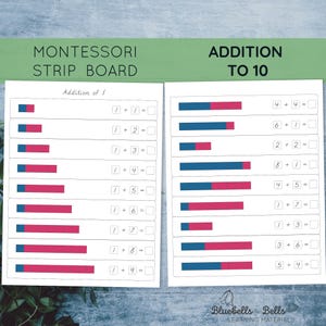 Montessori Addition to 10 Worksheets. Addition Strip Board Extension ...