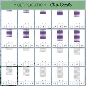 Montessori Bead Bars Multiplication Arrays Clip Cards - Etsy