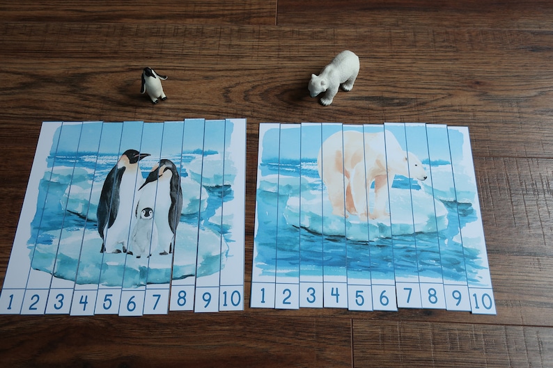 Polar Bear and Penguins Number Sequence 1-10 Puzzles. | Etsy