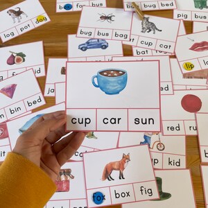 Montessori Printable Reading Clip Cards. Pink Series CVC Word Reading ...