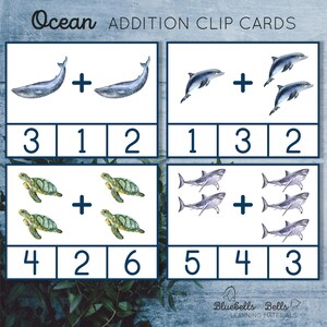 Ocean Count and Clip Cards Addition. Montessori Math Printable ...