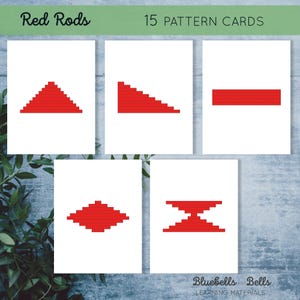 Montessori Red Rods Pattern Cards. Sensorial Extension Printable ...