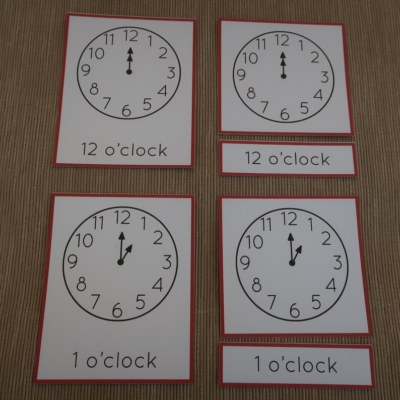 Telling Time Montessori Printable 3 Part Cards. - Etsy