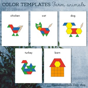 Farm Animals Pattern Blocks Templates. Preschool and Kindergarten Shape ...