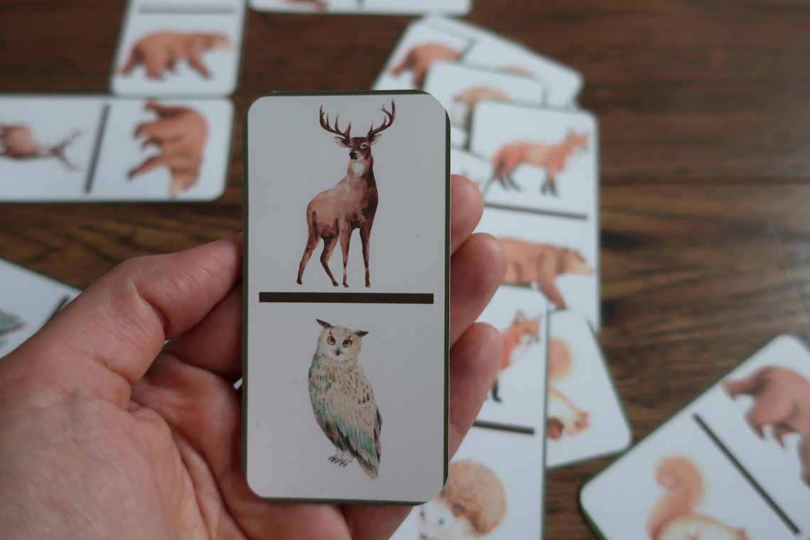 Woodland Animal Dominoes. Printable Preschool Game. - Etsy