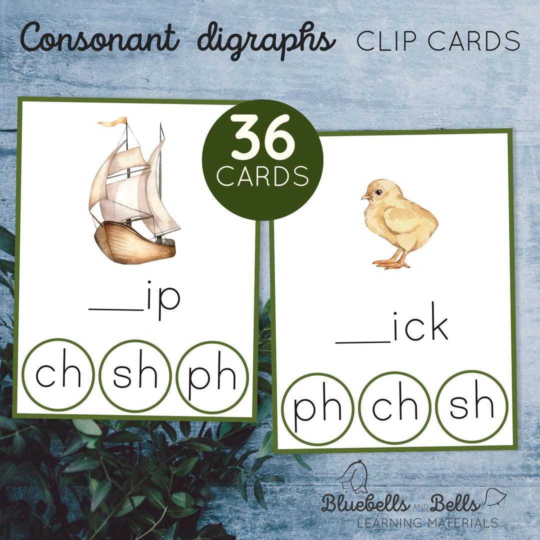 Digraph Clip Cards. - Etsy
