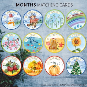 Months of the Year Cards Matching Activity. Printable Seasons Wheel. - Etsy