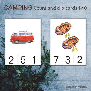 Camping Count and Clip Cards 1-10. Montessori Printable. Preschool ...