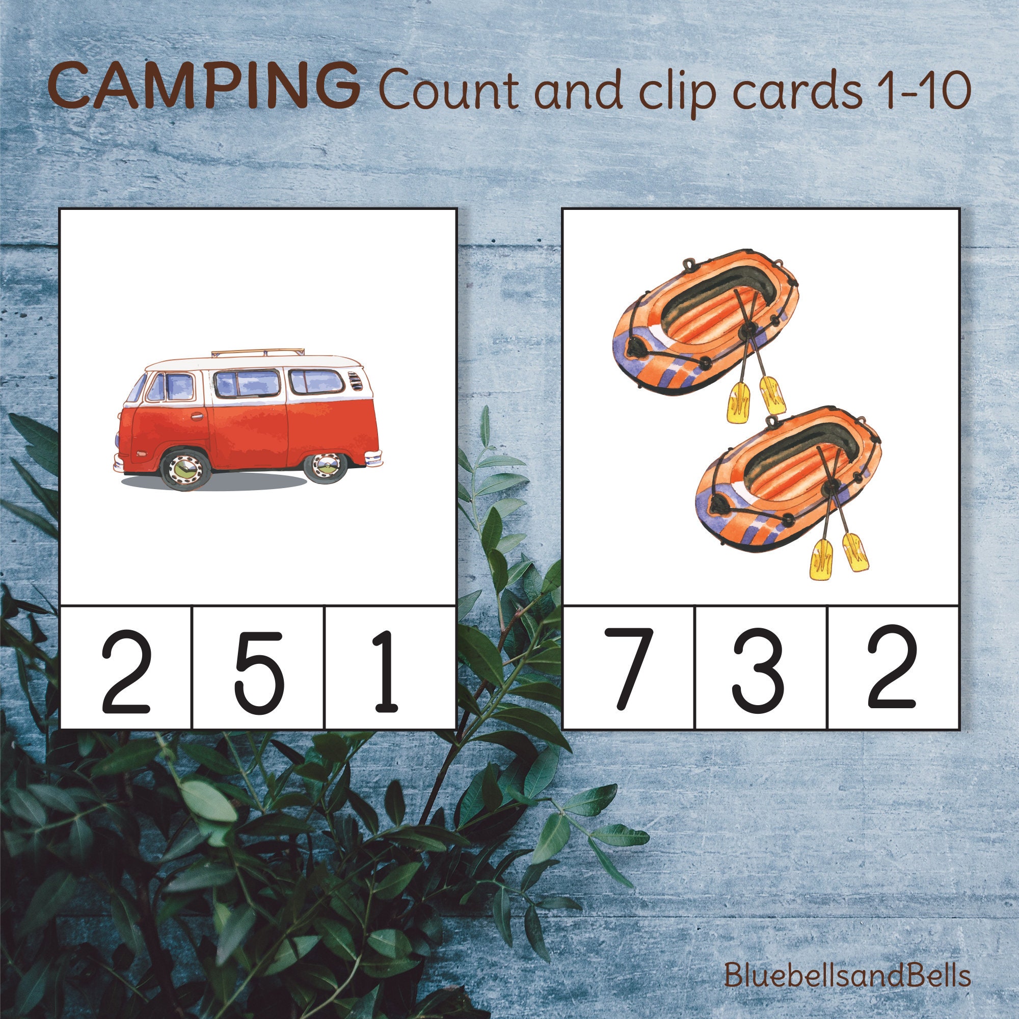 Camping Count and Clip Cards 1-10. Montessori Printable. - Etsy UK