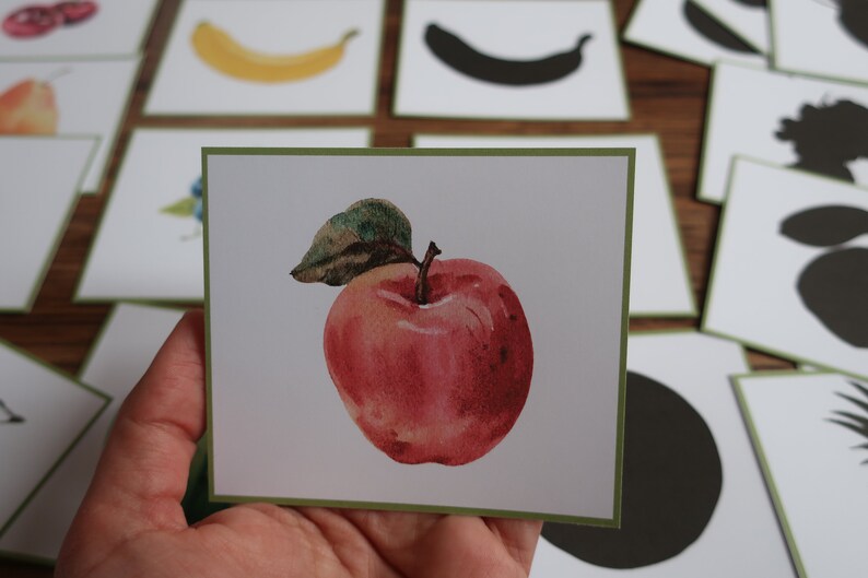 Fruit Shadow Matching Cards. Montessori Preschool Printable. | Etsy
