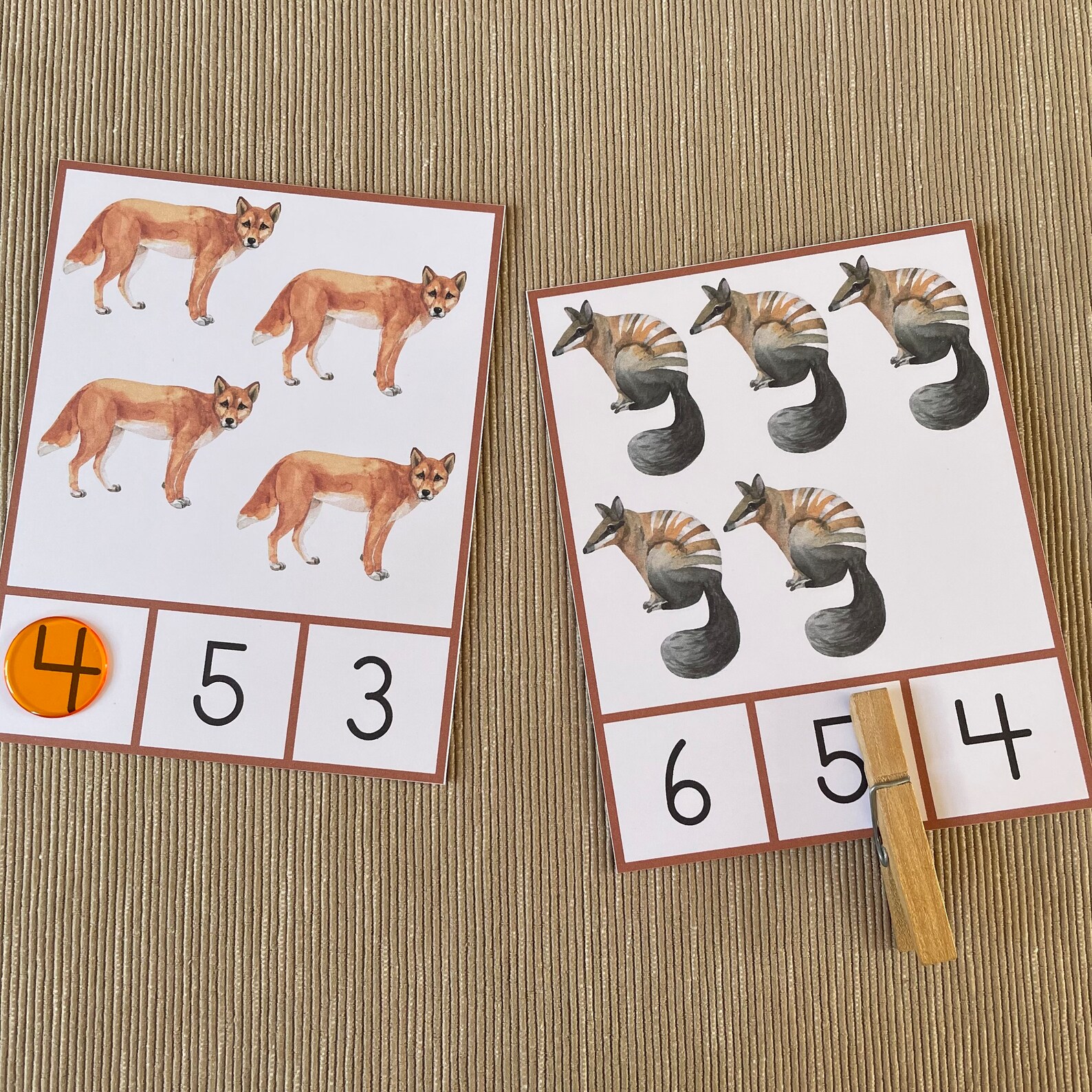 Australia Animals Count and Clip Cards. Montessori Preschool Math ...