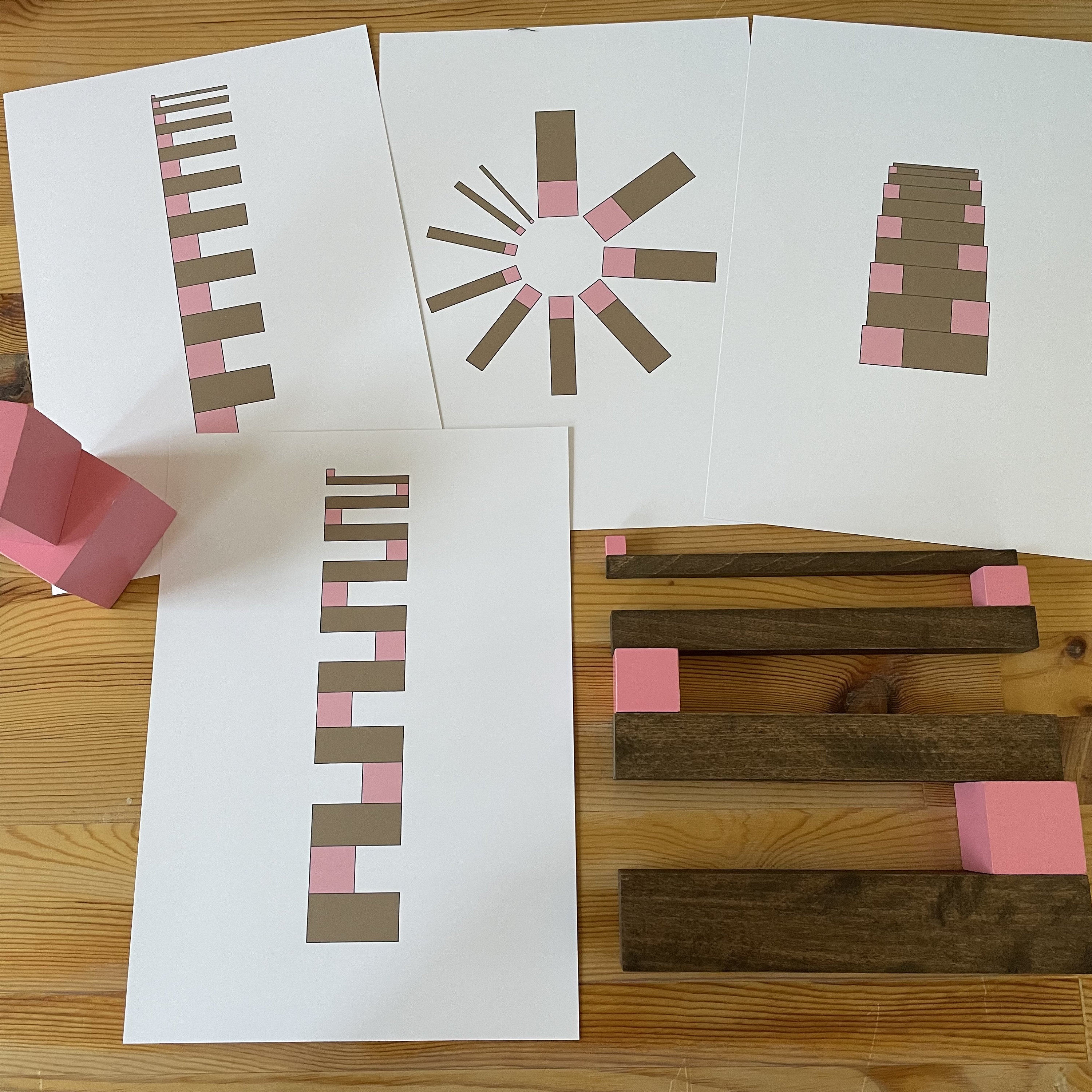 Montessori Pink Tower Brown Stair Pattern Cards Printable. Sensorial ...