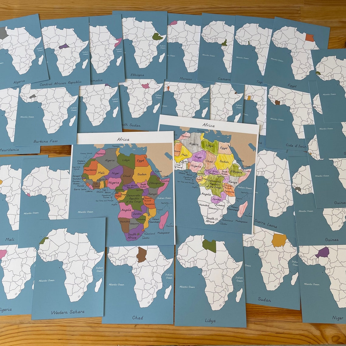Africa Maps and Cards. Montessori Continent Study Printable. - Etsy