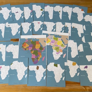 Africa Maps and Cards. Montessori Continent Study Printable. - Etsy