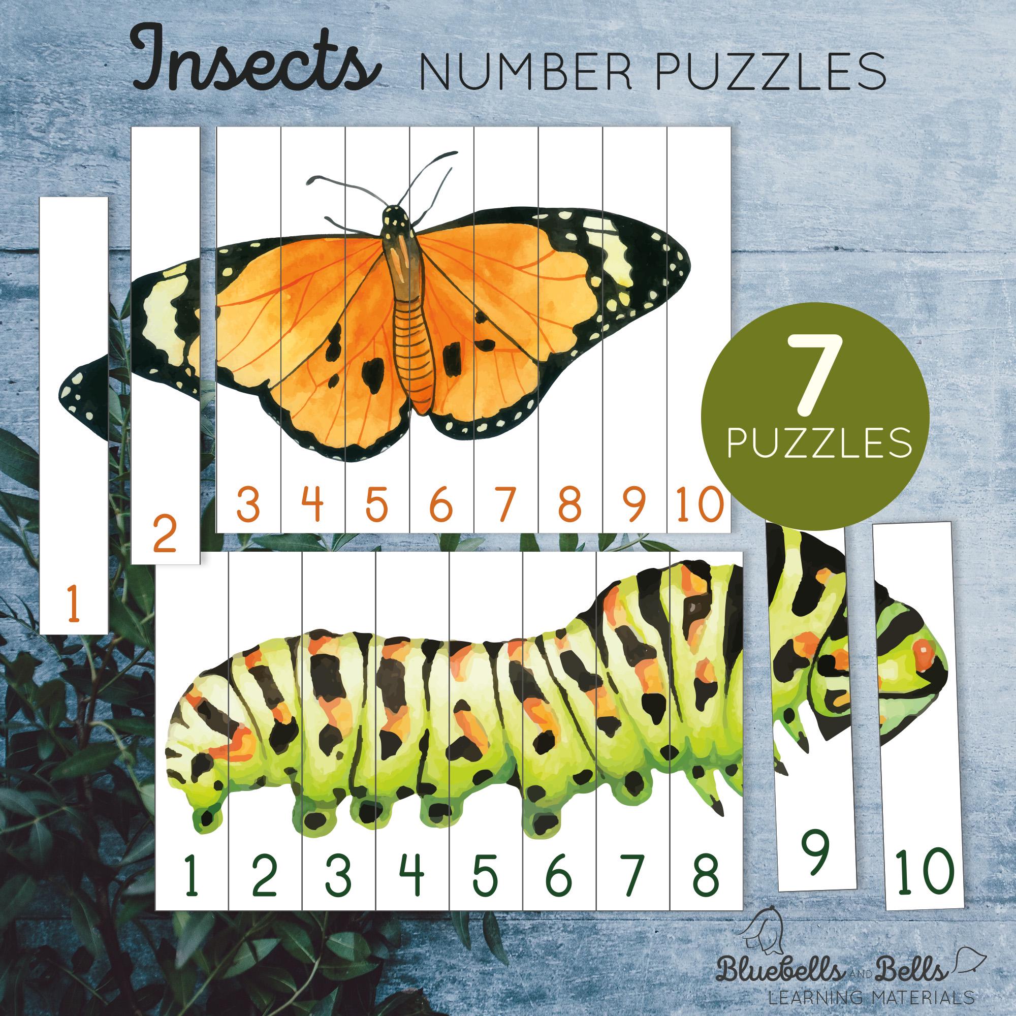 Insect Preschool Printable Number Sequence Puzzles 1-10. Montessori ...
