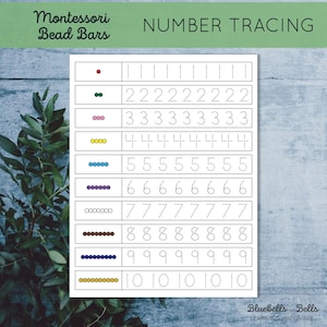 Montessori Bead Stair Number Tracing Worksheets. Kindergarten ...